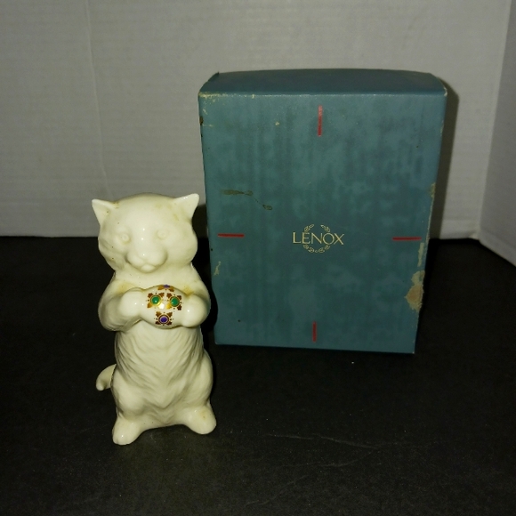 Lenox | Accents | Lenox Laurel Frisky Cat Figurine With Jeweled Ball ...